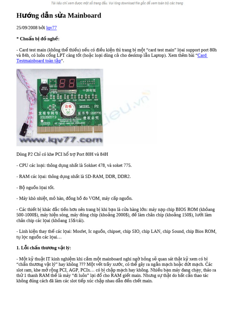 Hướng dẫn sửa chữa Mainboard | PDF