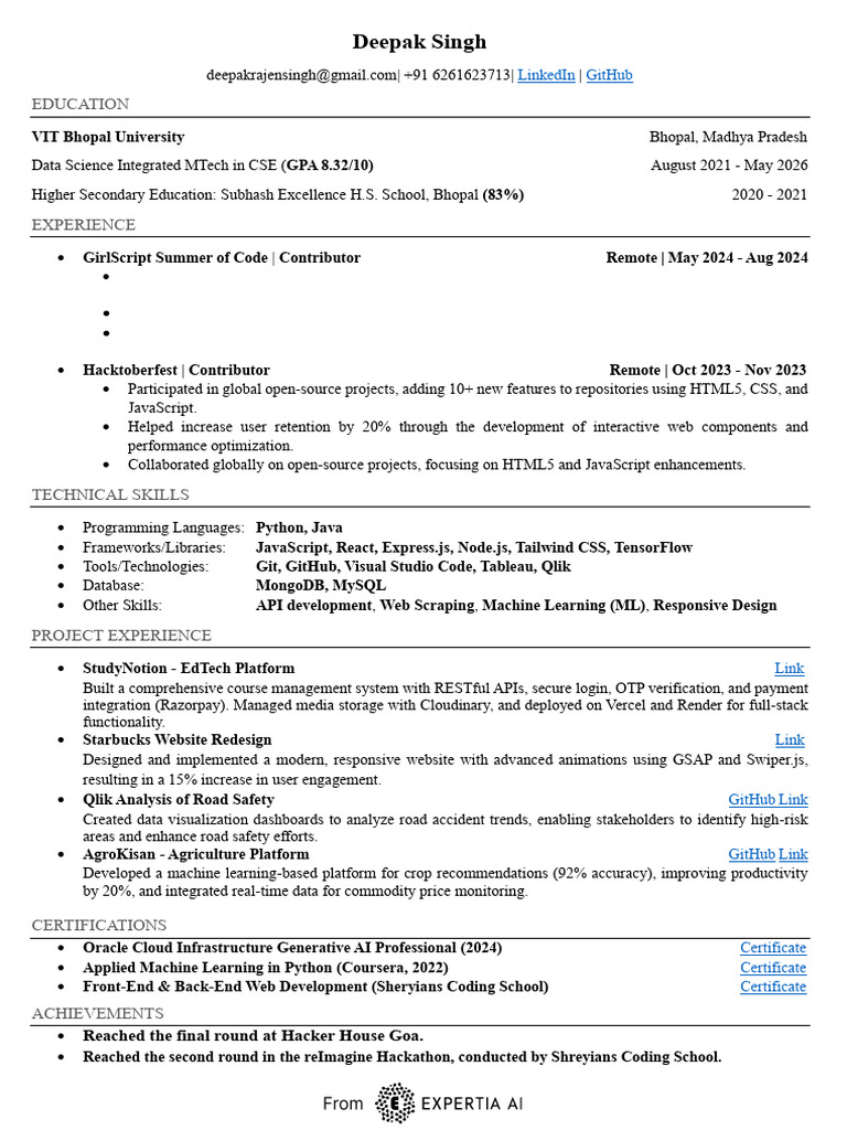 Deepak Singh | PDF | Web Development | Java Script