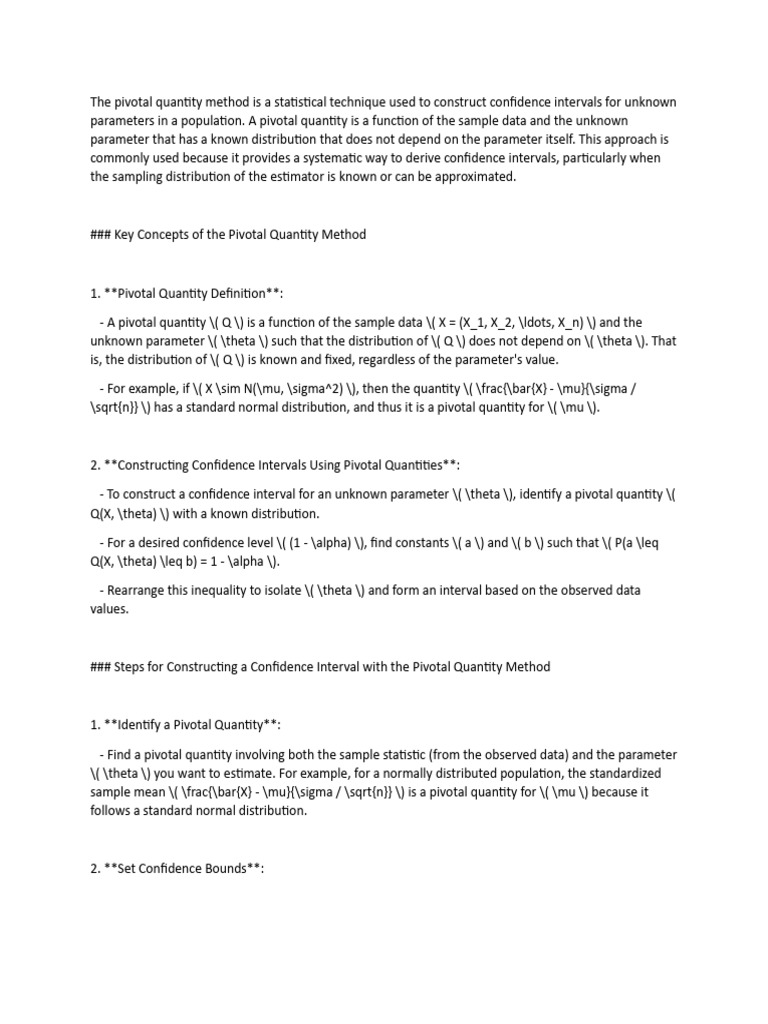The Pivotal Quantity | PDF | Confidence Interval | Standard Deviation