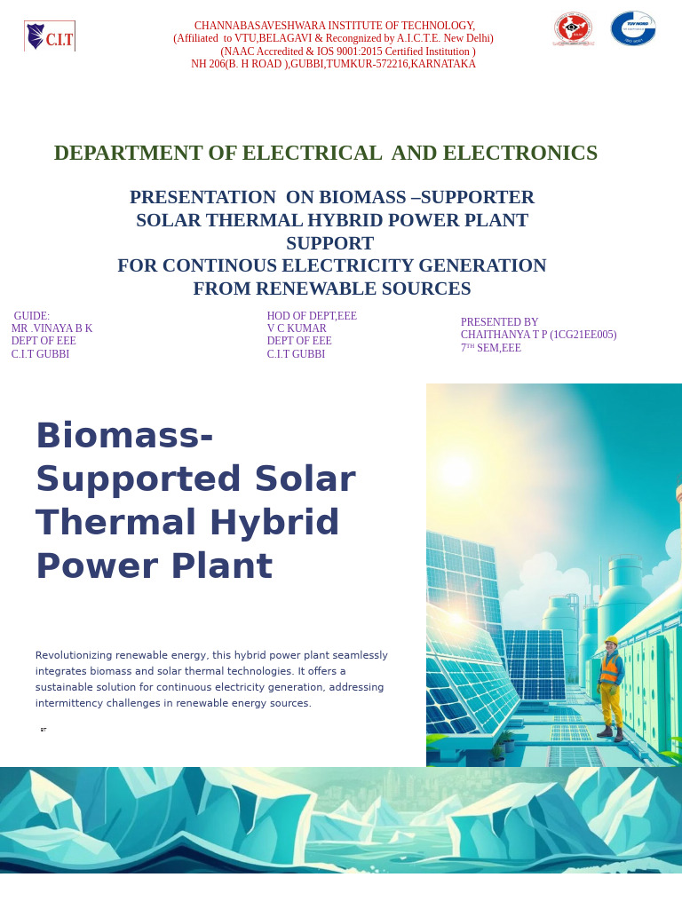 Biomass Supported Solar Thermal Hybrid Power Plant 1 | PDF | Renewable Energy | Sustainable Energy
