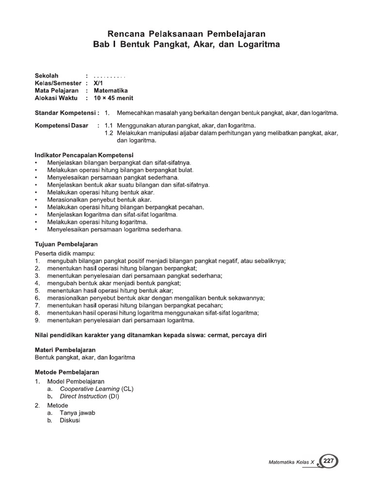 02 RPP MAT Kelas 10a Olor | PDF