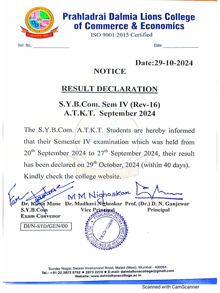 Sybcom Sem Iv Atkt September 2024 Result Declaration Notice Result ... Sybcom Sem Iv Atkt September 2024 Result Declaration Notice Result ...