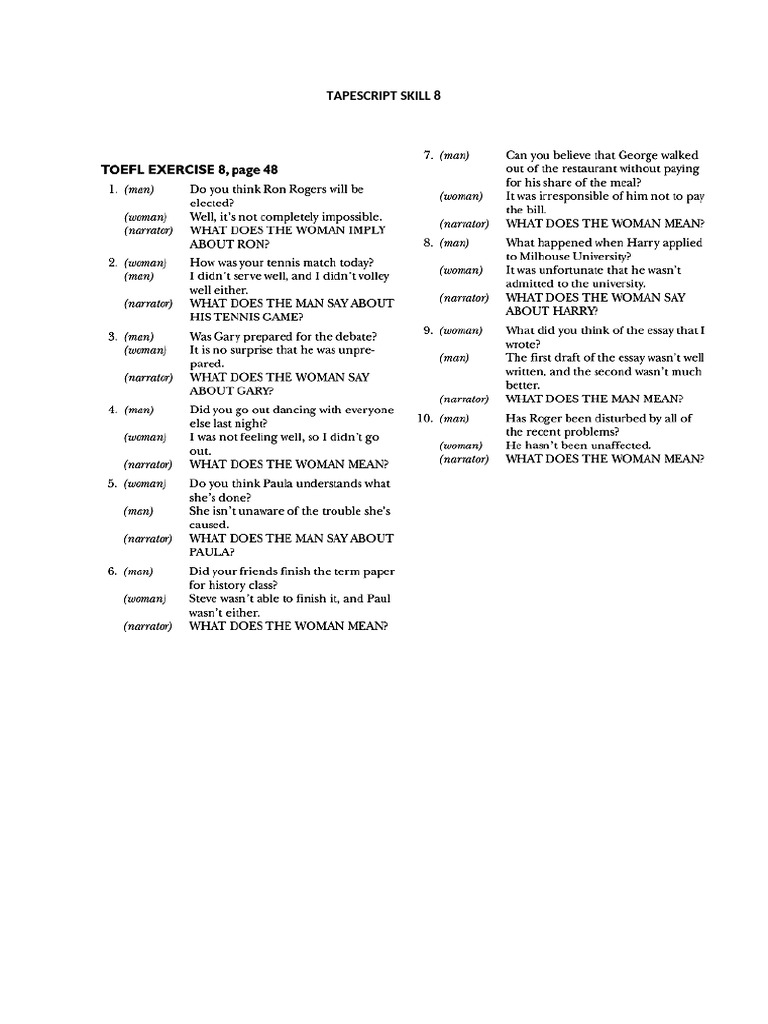 Tapescript Skill 8 | PDF