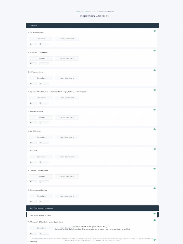GoAudits - IT Inspection Checklist (Sample) | PDF