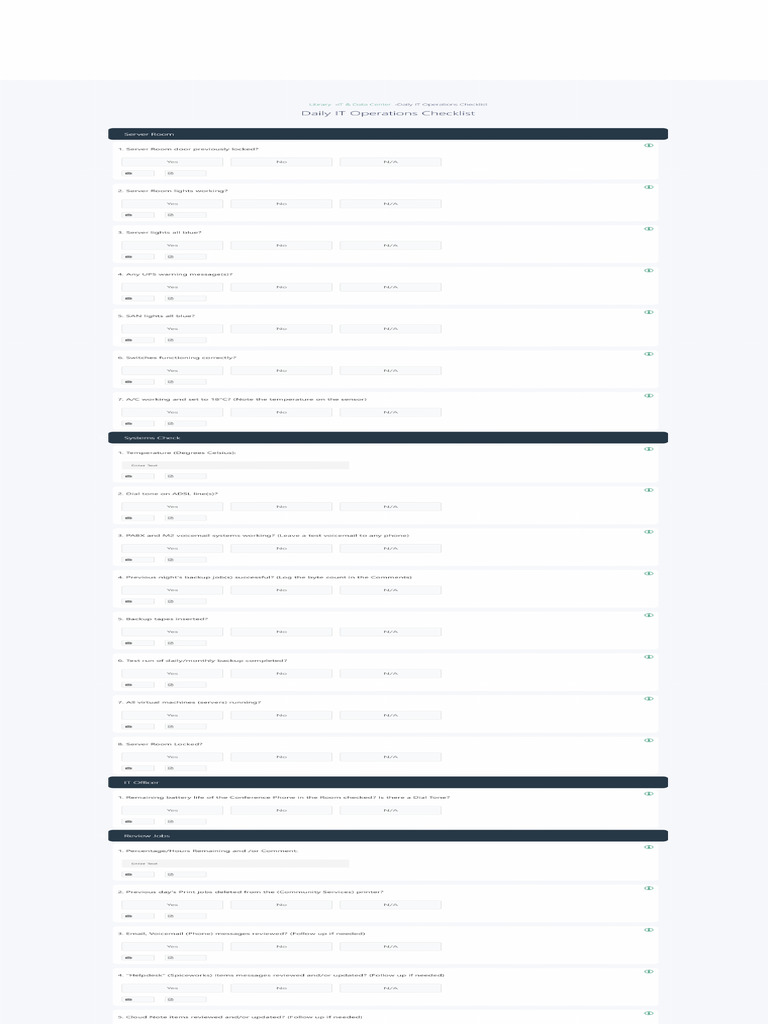 GoAudits - Daily IT Operations Checklist (Sample) | PDF