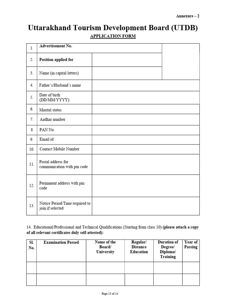 Uttarakhand Tourism - 2 - ApplicationForm | PDF | Career & Growth