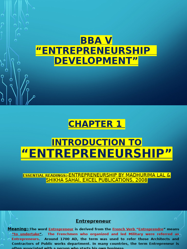 Introduction to Entrepreneurship Concepts | PDF | Entrepreneurship ...