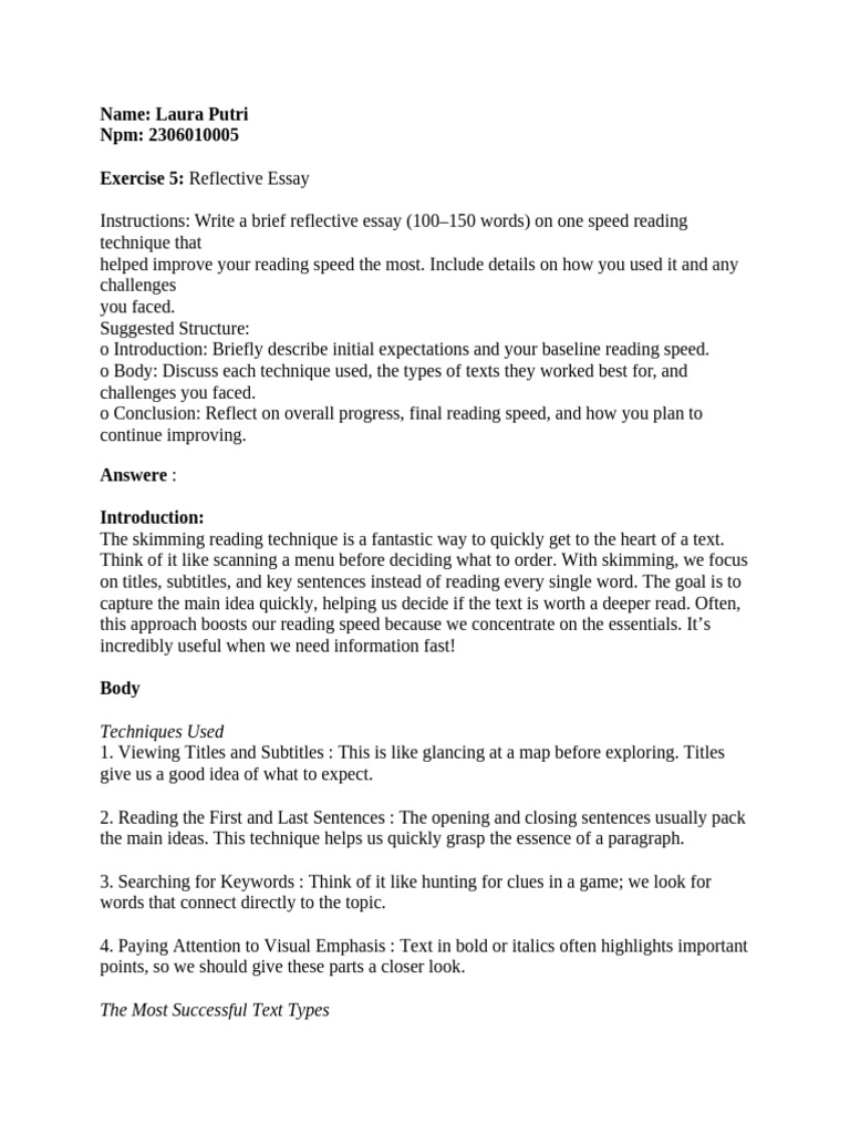 Laura Putri (Reading) | PDF | Speed Reading | Written Communication