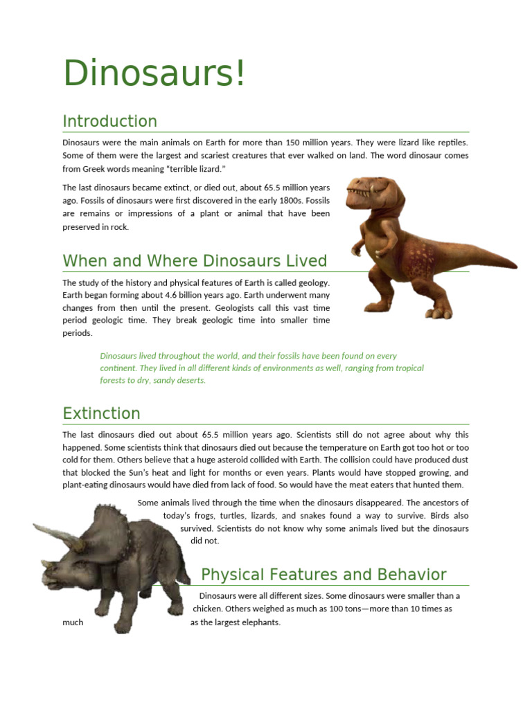 Project 2 | PDF | Dinosaurs | Earth