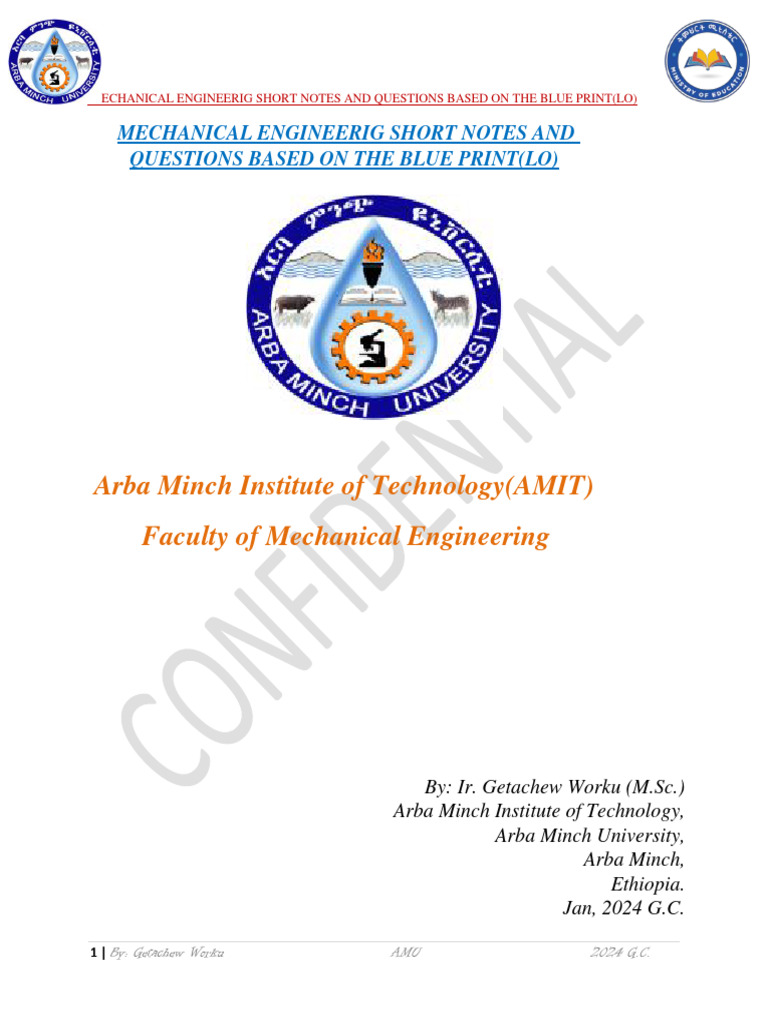 Mechanical Engineering Short Note and Questions Based On Blue Print ...