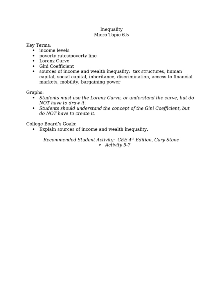 Topic 6.5 Inequality | PDF