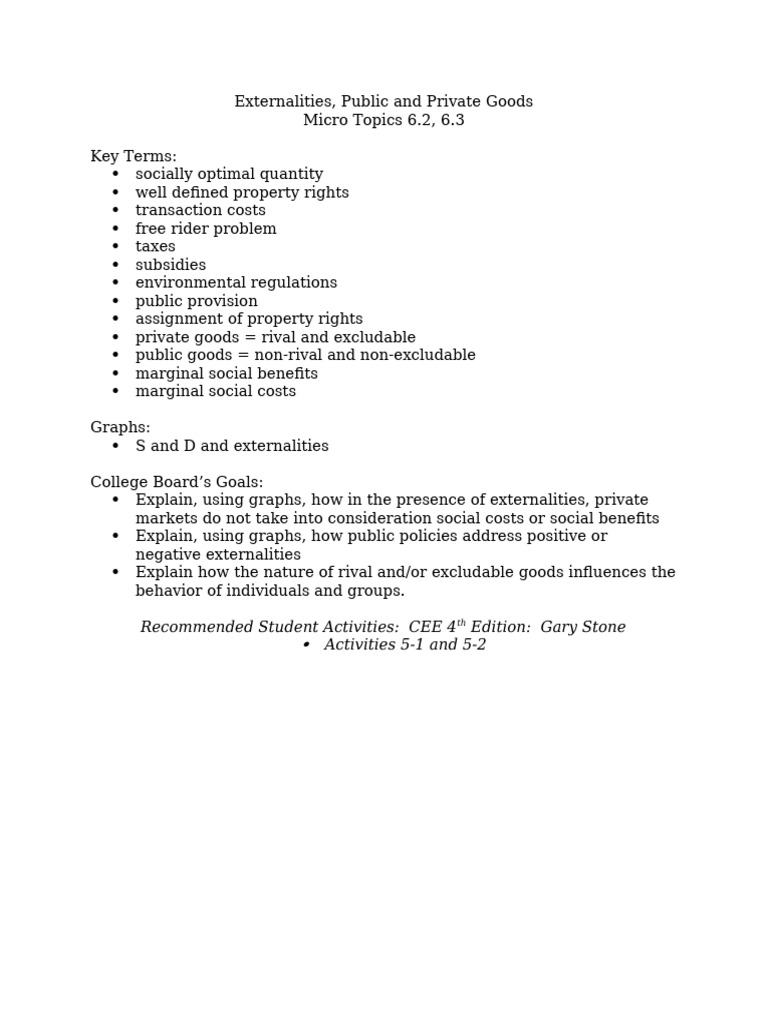 Topic 6.2 6.3 Externalities Public Private Goods | PDF | Finance & Money Management