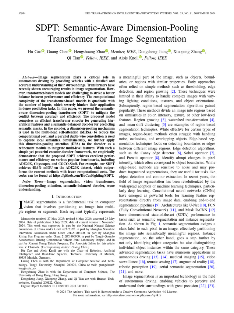 SDPT Semantic-Aware Dimension-Pooling Transformer For Image Segmentation | PDF | Image ...
