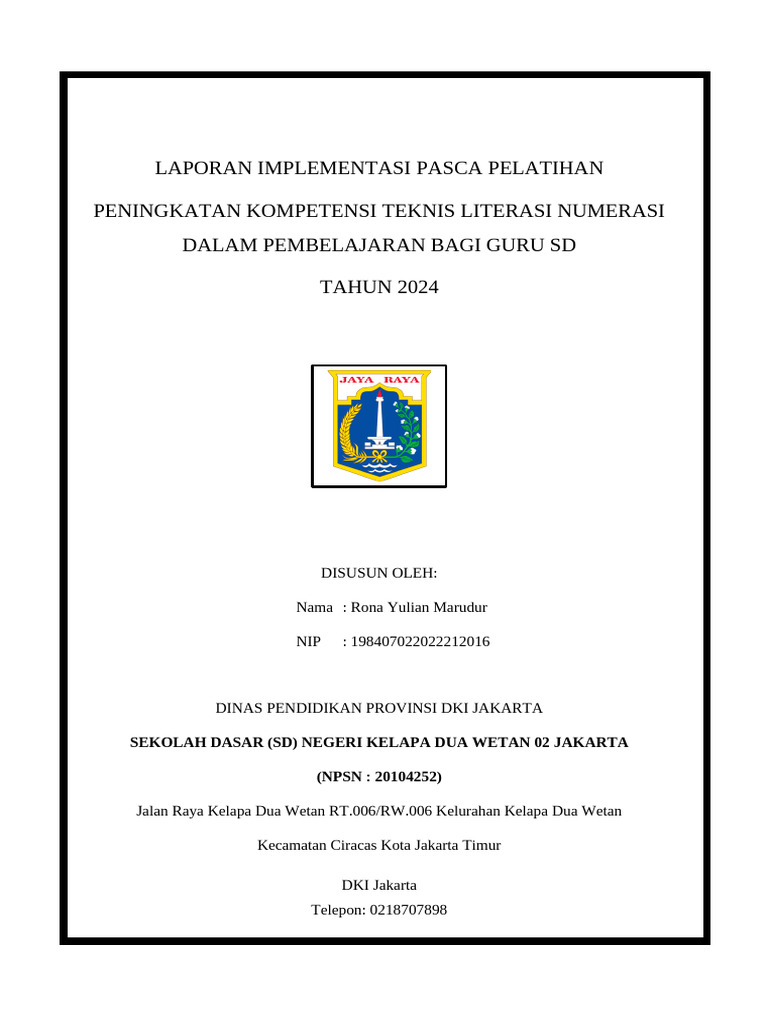 Format Laporan Implementasi Pasca Pelatihan 2024 | PDF