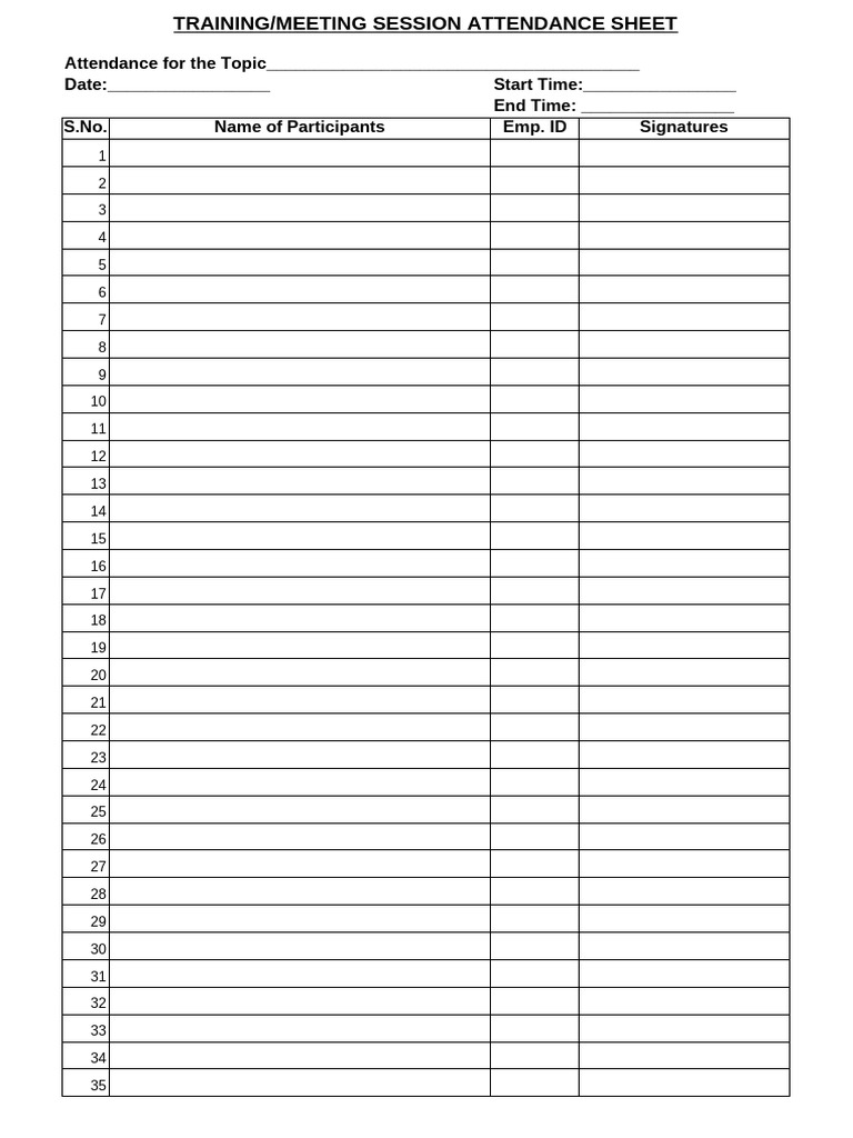 16-Training Attendance Sheet | PDF