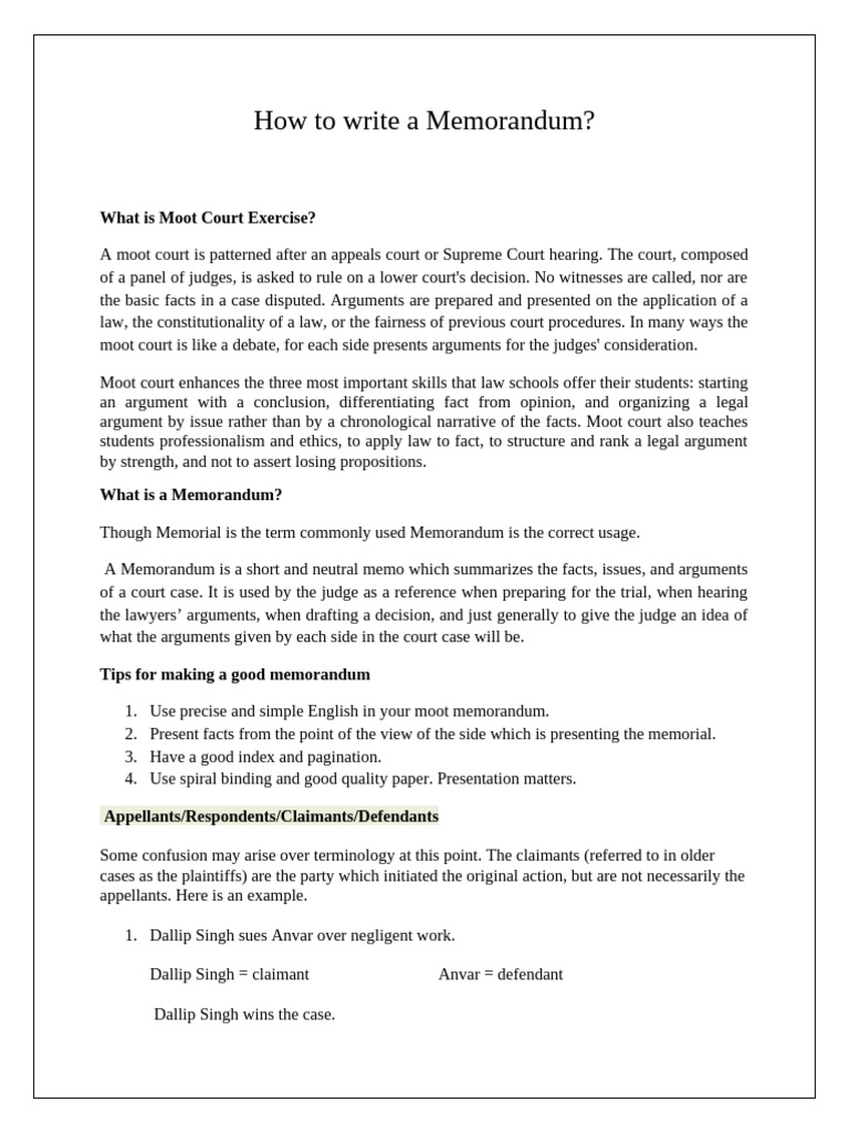 How To Write Memorandum | PDF | Judge | Mootness