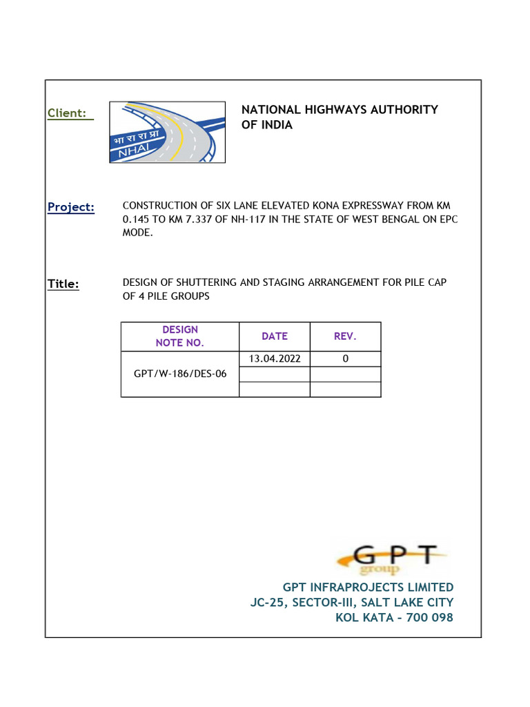Design c06 Pile Cap Staging | PDF | Bending | Young's Modulus
