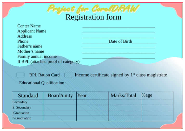 CorelDRAW Project Registration Form | PDF | Career & Growth
