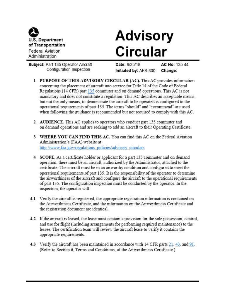 Ac 135-44 | PDF | Instrument Flight Rules | Aviation