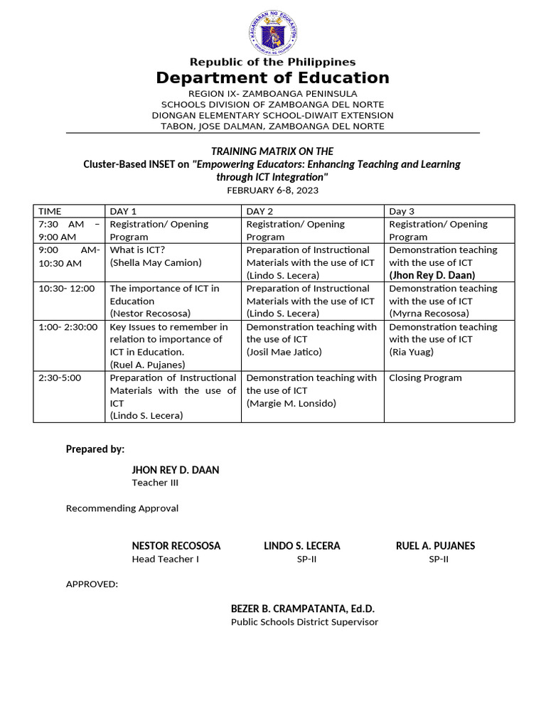 3 Training Matrix Pdf Government Public Administration