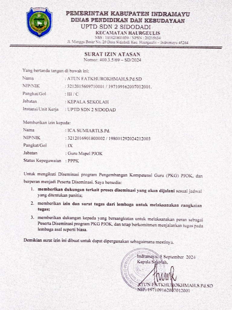 Surat Izin Atasan | PDF