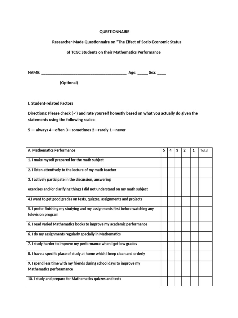 Questionnaire Research | PDF