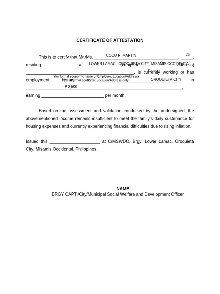 Certificate of Attestation for AKAP | PDF | Macroeconomics | Economies