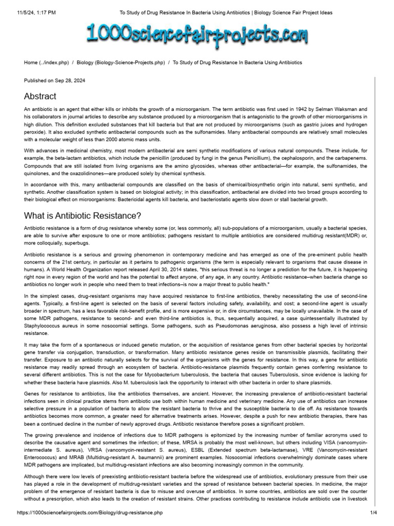 To Study of Drug Resistance in Bacteria Using Antibiotics - Biology ...