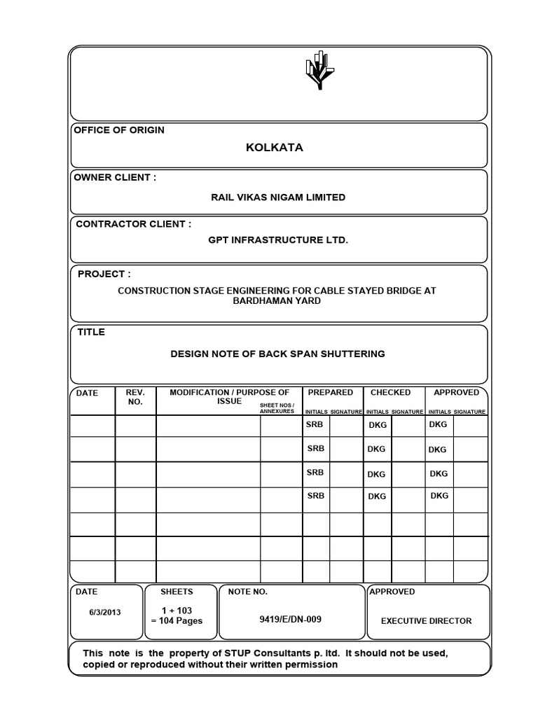 Design Note On Back Span Staging For Cable Stayed Bridge | PDF ...