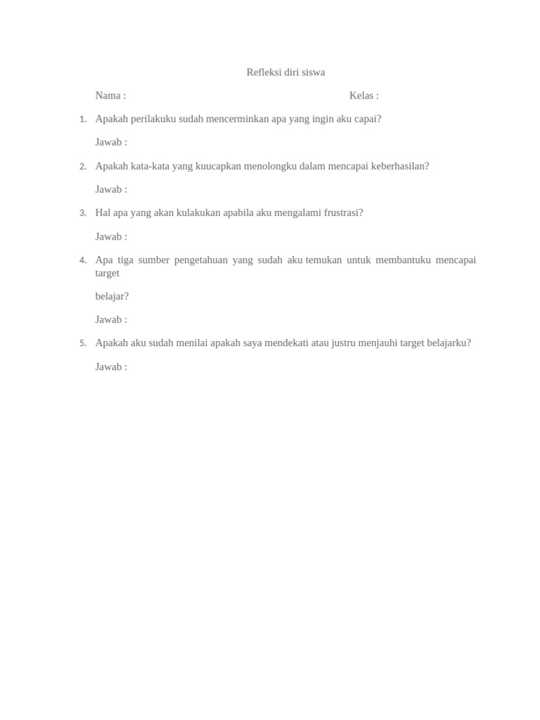 Refleksi Diri Siswa | PDF