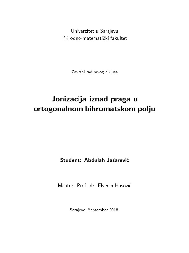 Jonizacija Iznad Praga U Ortogonalnom Bihromatskom Polju | PDF
