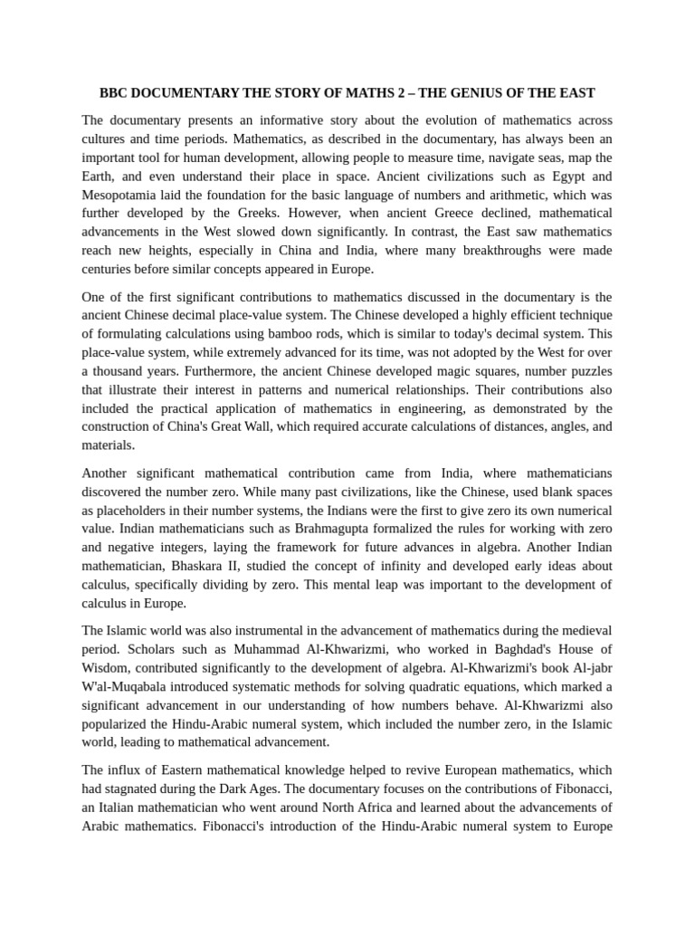 BBC Documentary The Story of Maths | PDF | Mathematics | Numbers