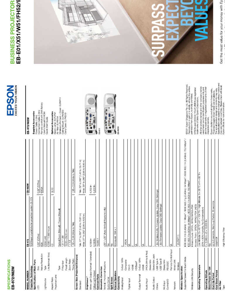 Epson EB-E01 X51 W51 FH52 972 982W | PDF