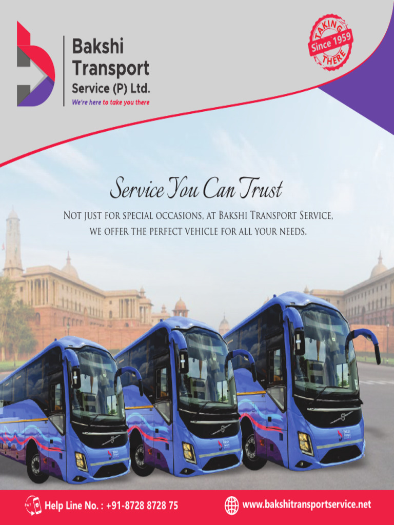 Brochure Bakshi Transport Service PVT LTD | PDF | Tourism | Bus
