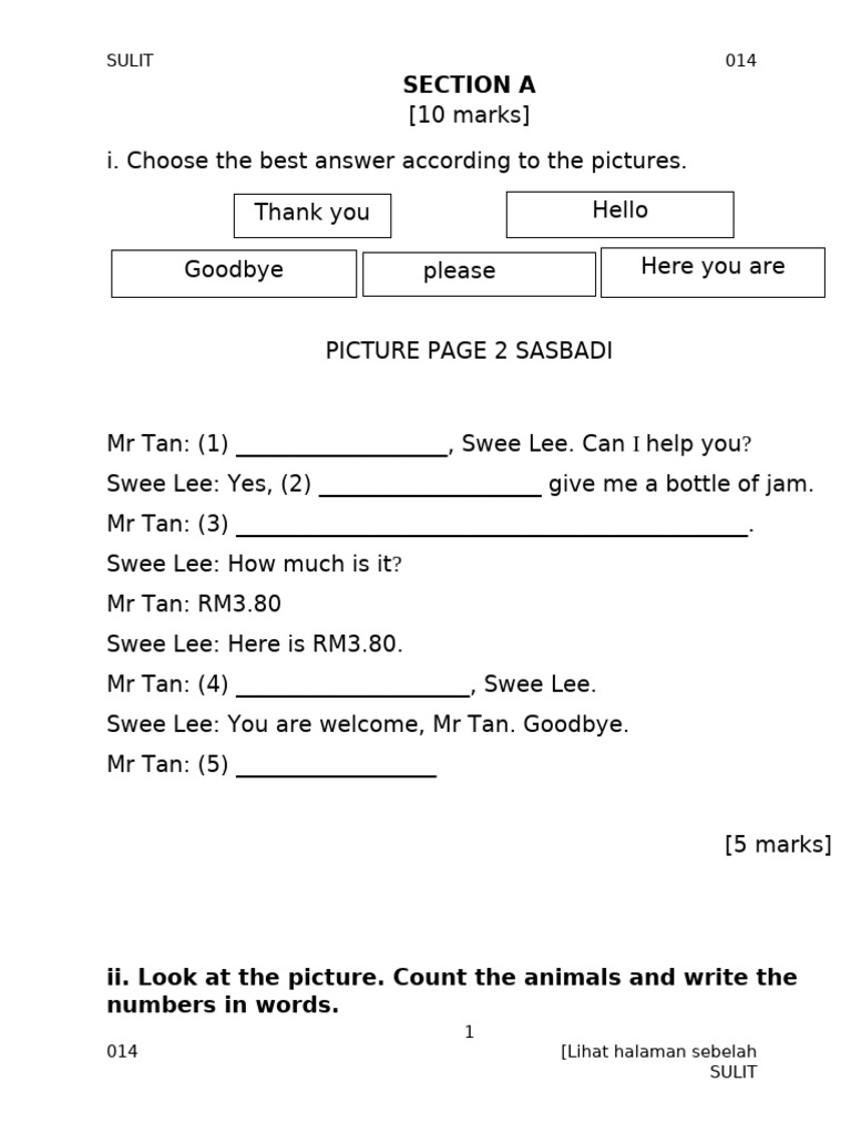 english year 1 | PDF