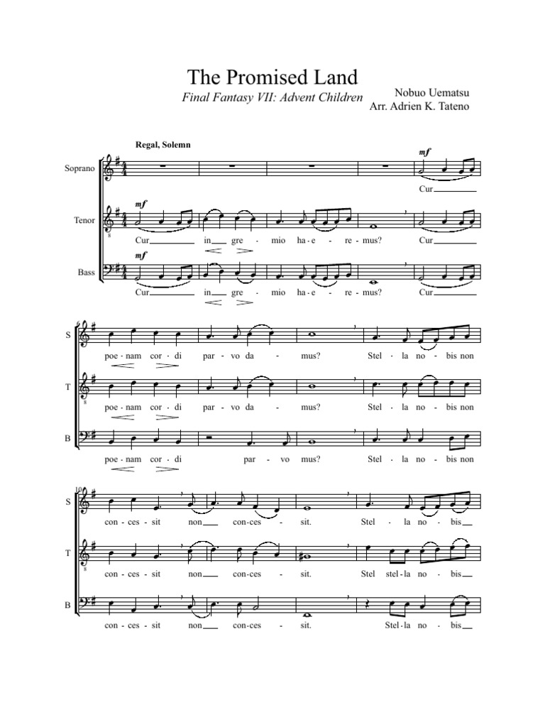 Promised Land Choral Sheet Music | Square Enix | Final Fantasy