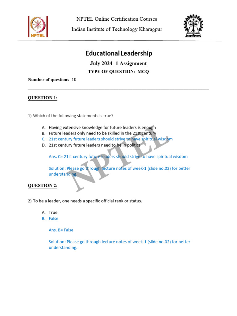 NPTEL - Merged PDF (Educational Leadership) | PDF | Causality | Pedagogy
