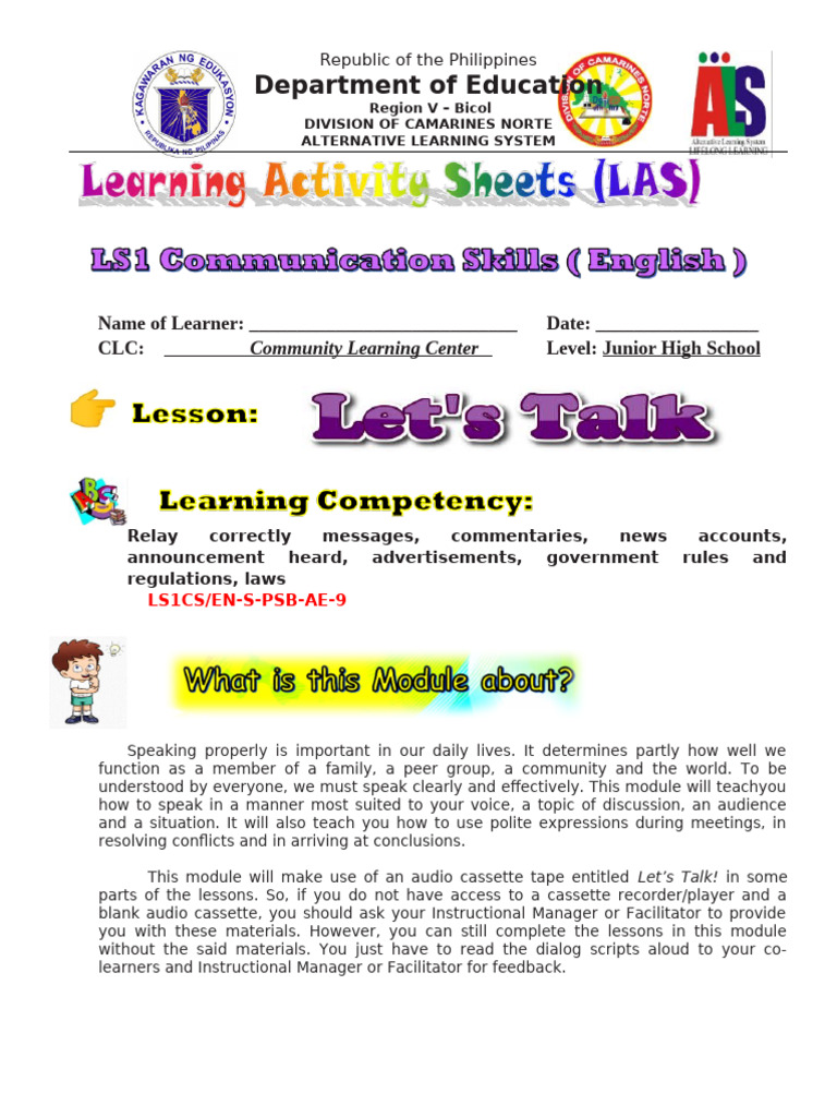 lets-talk | PDF | Learning | Human Communication