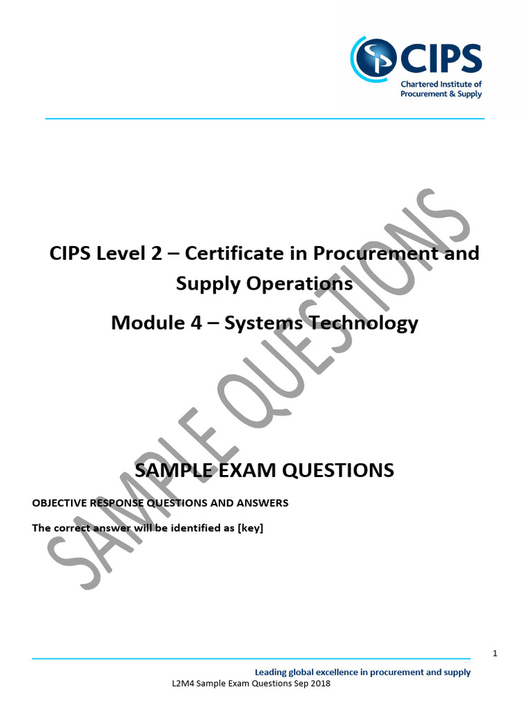 CIPS Level 2 Sample Exam Questions | PDF | Economies | Business Process
