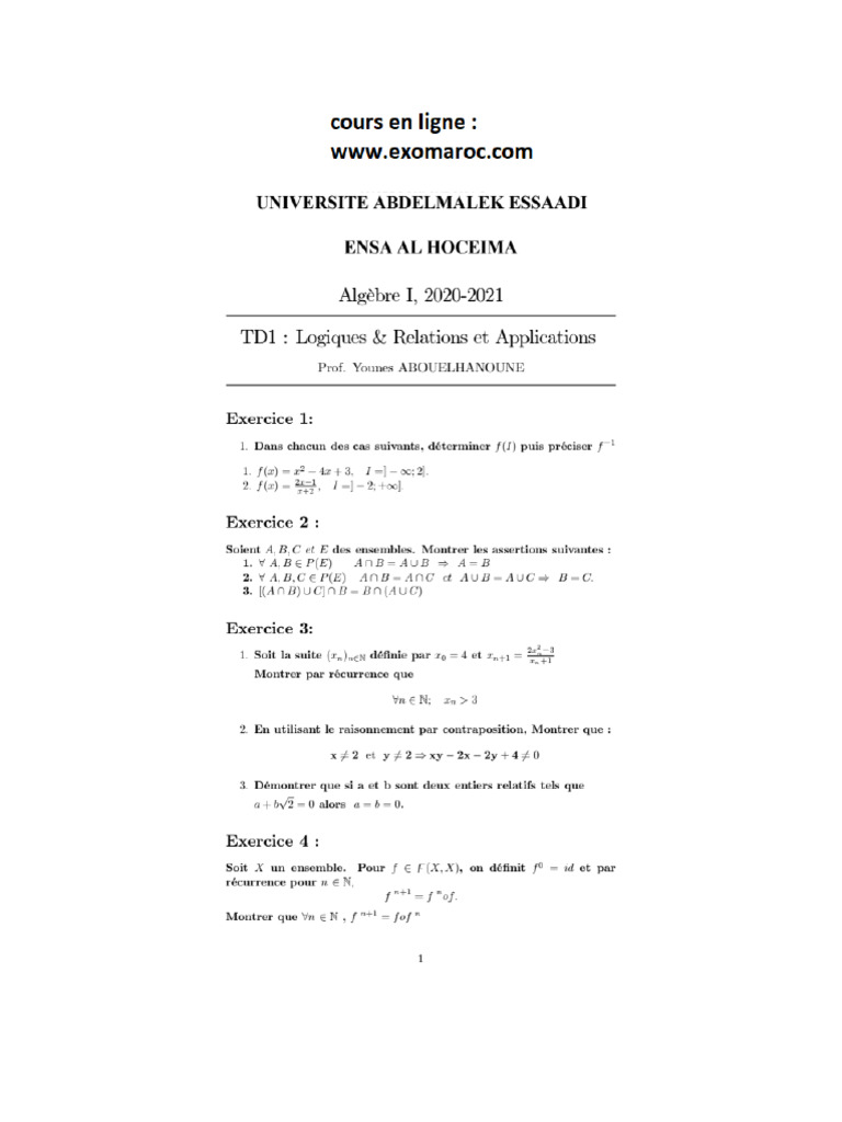 Serie Logique Relations Et Application | PDF