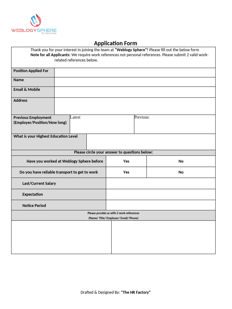 Recruitment Application Form In Pdf Pdf 5338