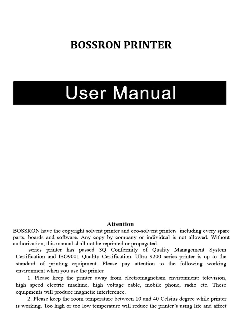 BOSSRON WT-1802a DX5 Manual | PDF | Printer (Computing) | Device Driver