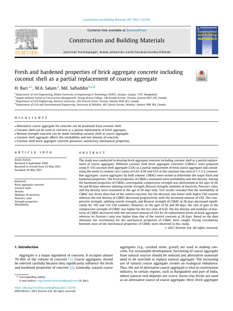 Bari 2021 | PDF | Concrete | Strength Of Materials