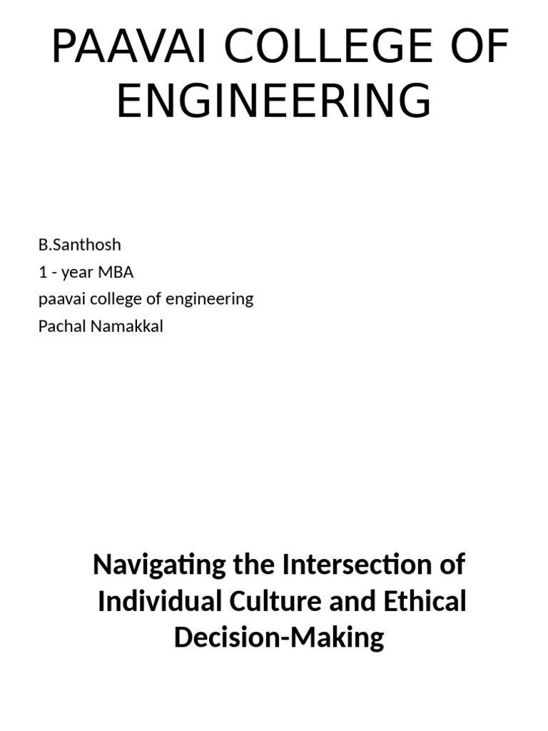 Santhosh B | PDF | Integrity | Decision Making