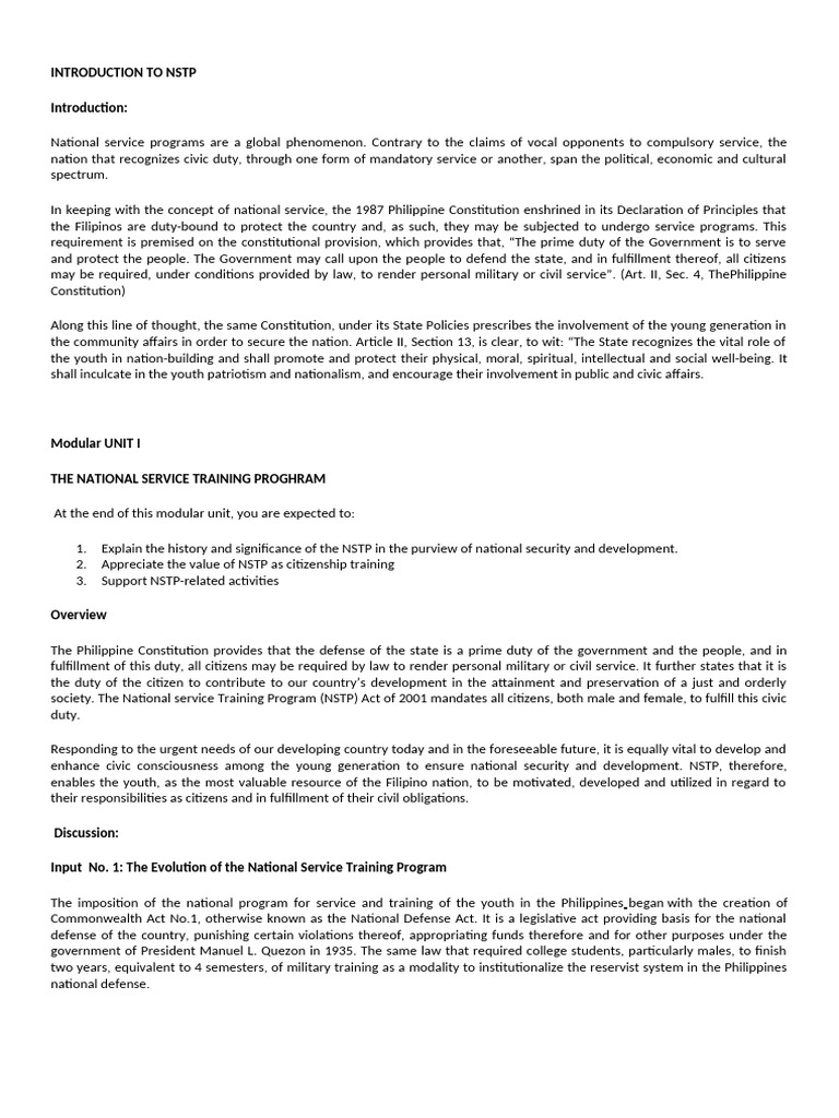 Module-1 | PDF | Reserve Officers' Training Corps | Citizenship