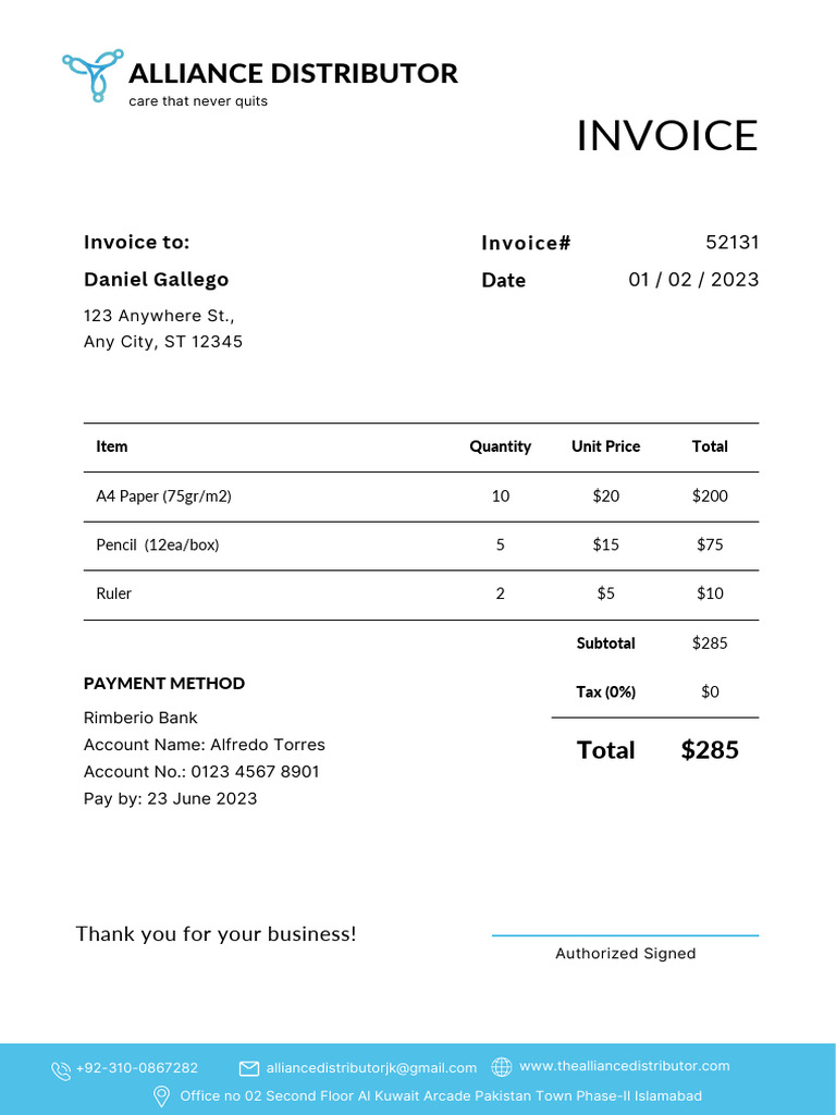 Simple Gold Invoice Template | PDF
