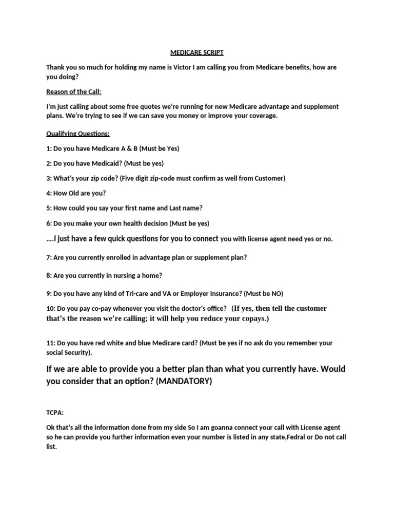 MEDICARE SCRIPT | PDF