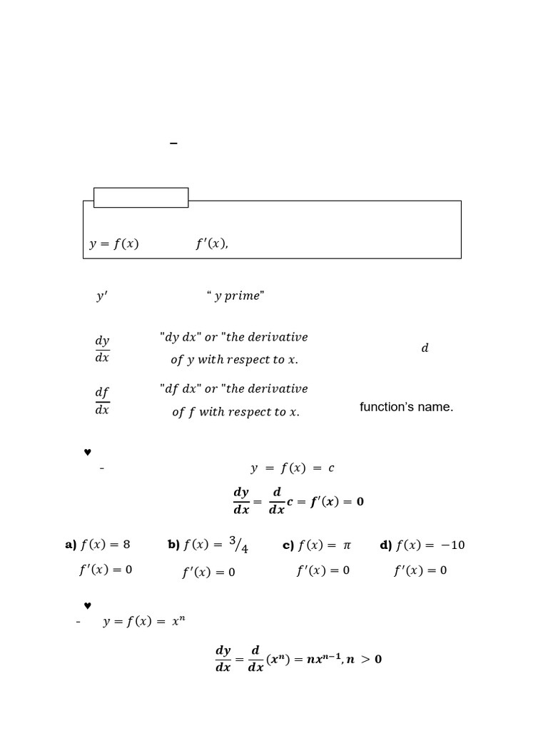 Differentiation Rules For Algebraic Functions | PDF | Subtraction ...
