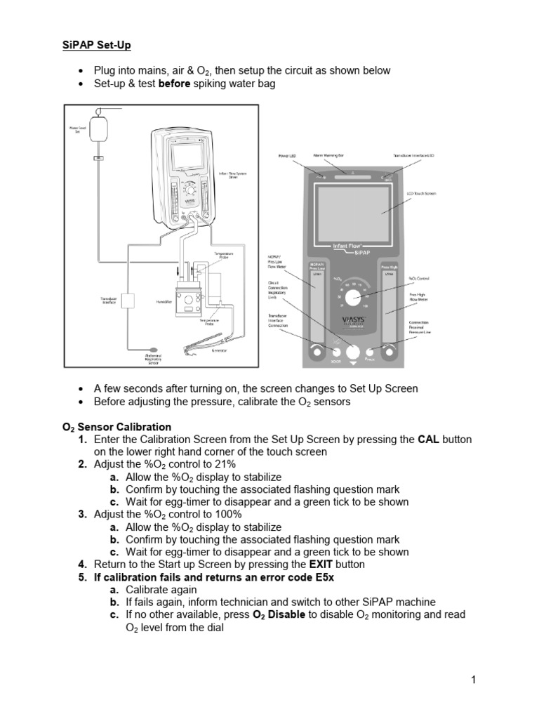 Infant Flow CPAP SiPAP Set Up | PDF | Apnea