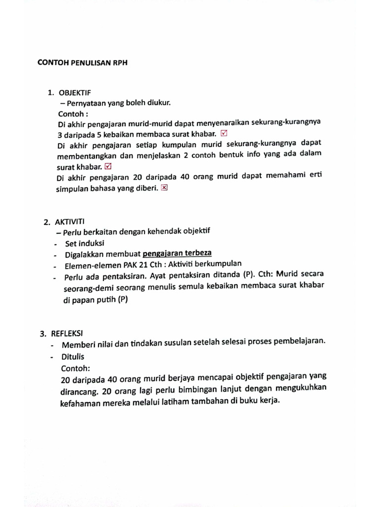 Contoh Penulisan RPH | PDF